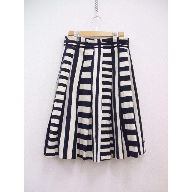 mina perhonen ladder サイズ38 コットンベルベット 柄 スカート ネイビー アイボリー系 レディース ミナペルホネン 2 ...