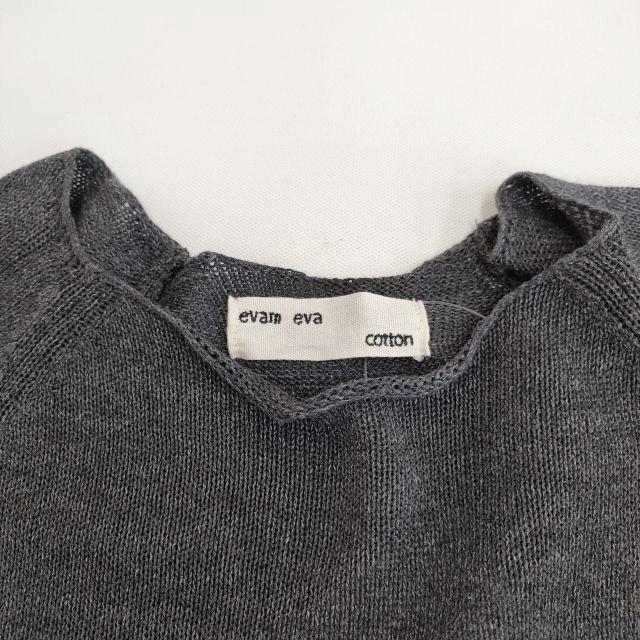 evam eva ドライコットンラグランスリーブプルオーバー E191K119 サイズ2 ニット チャコールグレー エヴァムエヴァ 4 ...