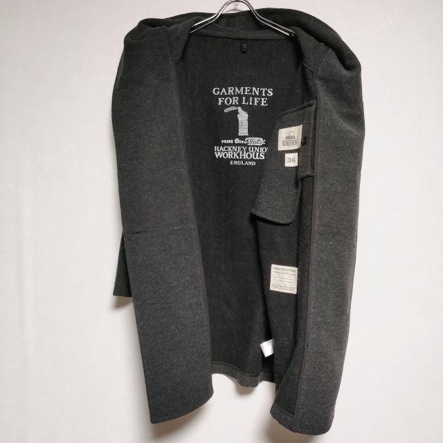 HACKNEY UNION WORKHOUSE ハックニー ユニオン ワークハウス ウール フード付 イギリス製 コート チャコールグレー 4 ...