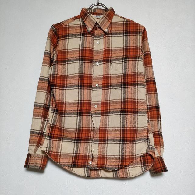 INDIVIDUALIZED SHIRTS フランネル コットン チェック 長袖シャツ オレンジ インディビジュアライズドシャツ 4 ...