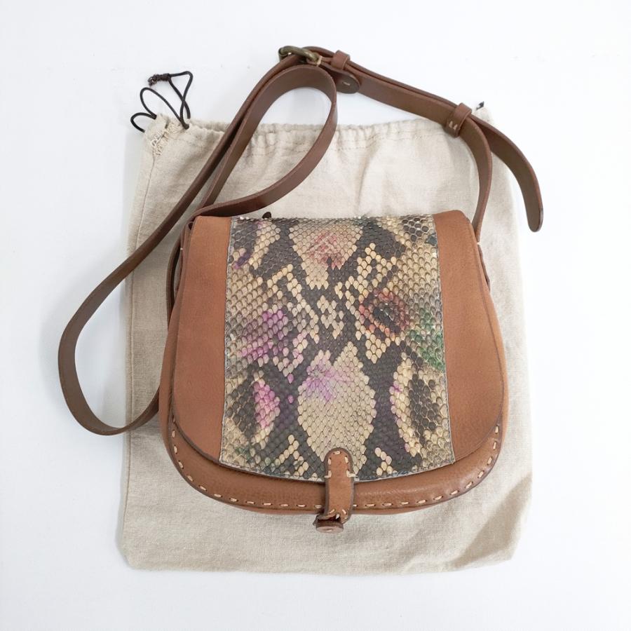 HENRY CUIR 蛇 パイソン ウロコ 鱗 レザー 花柄 ショルダーバッグ