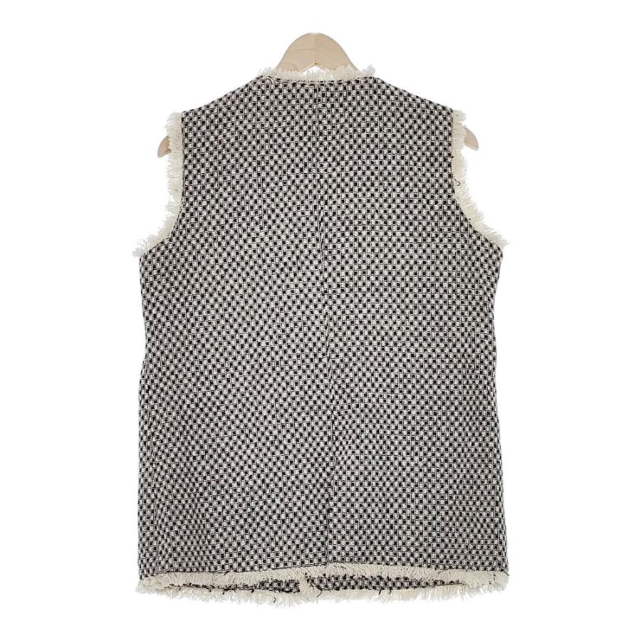 ELFRANK エルフランク 新品 ef-fu-488 サイズF ツイードフリンジベスト 金ボタン ベスト ホワイト ブラック 4-1126T ...