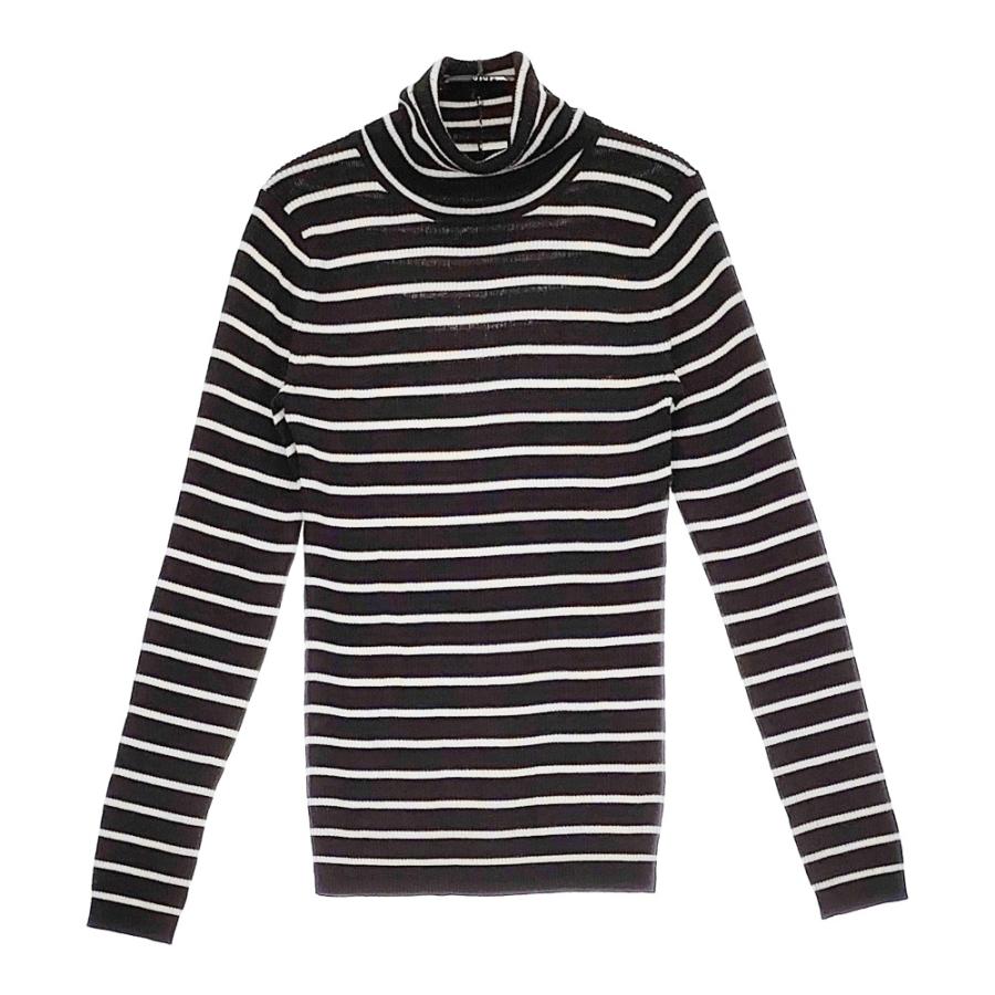 Brahmin リブニット ボーダー タートルネック B98621 サイズ38 ウール混 ニット ブラック ホワイト ブラーミン 5 ...