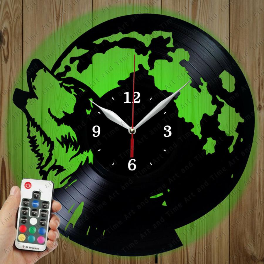 掛け時計 LED Vinyl Clock Wolf Wall Decor Art Original Gift 305 : 華商店 - 通販 ...