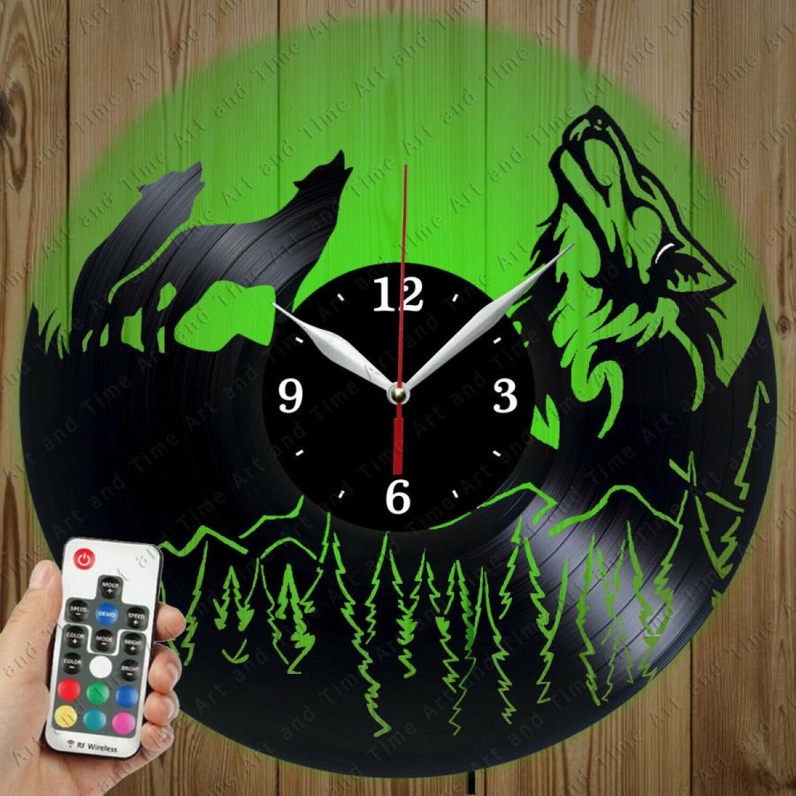 掛け時計 LED Vinyl Clock Wolf Wall Decor Art Original Gift 199 : 華商店 - 通販 ...