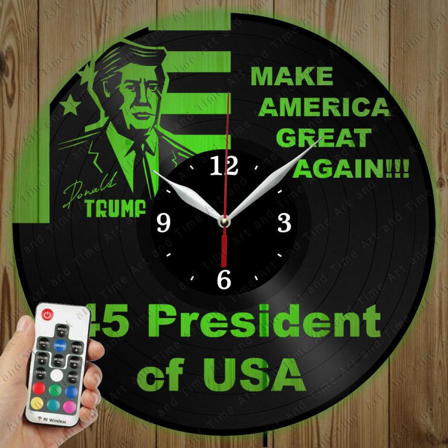 掛け時計 LED Vinyl Clock Donald Trump Wall Decor Art Original Gift 109 : 華 ...
