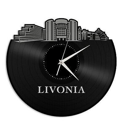 掛け時計 Livonia MI Vinyl Wall Clock Skyline Exclusive Gift for Friends ...