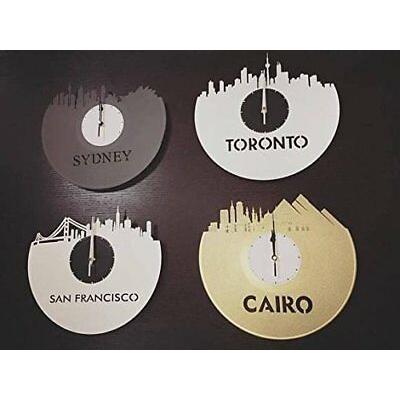 掛け時計 Pontiac MI Vinyl Wall Clock Skyline Exclusive Gift for Friends ...