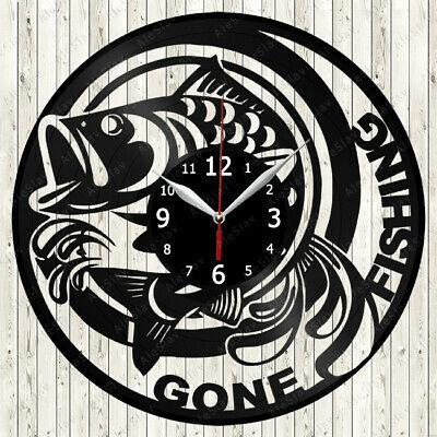 掛け時計 Gone Fishing Vinyl Record Wall Clock Decor Handmade 2304 : 華商店 ...