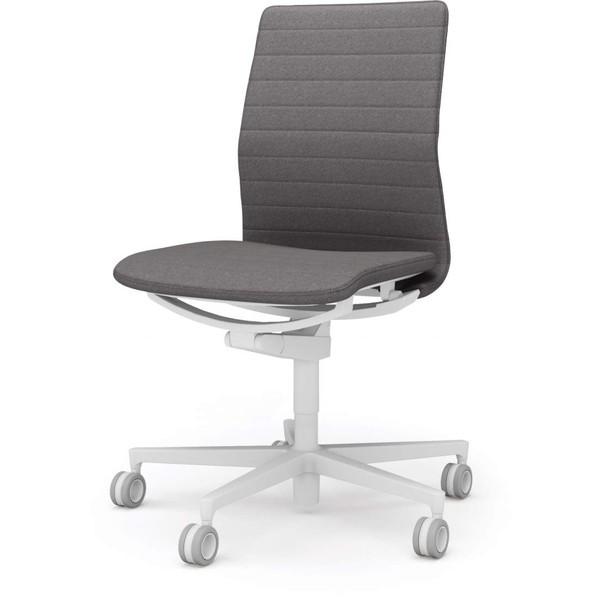 『代引不可』『受注生産品』コクヨ ファブレ ローバック ストライプ ホワイト脚 ホワイトフレーム 肘無 ダークグレージュ C01-W102CU ...