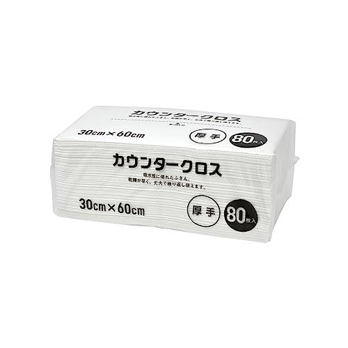 大和物産(Daiwa Bussan) カウンタークロス 厚手 80枚 ホワイト 約60×30cm 使い捨て 不織布 ふきん テーブルダスター ...