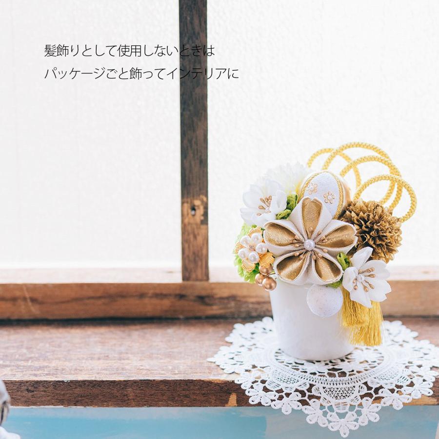 NISHIORI 【Arenca】Uピン 11点セット フラワーポット入り インテリア パッケージ 選べる 3色 「さくら」ピンク ピンクベージュ ホワイト ゴールド 振袖用 組紐 日本製 ...