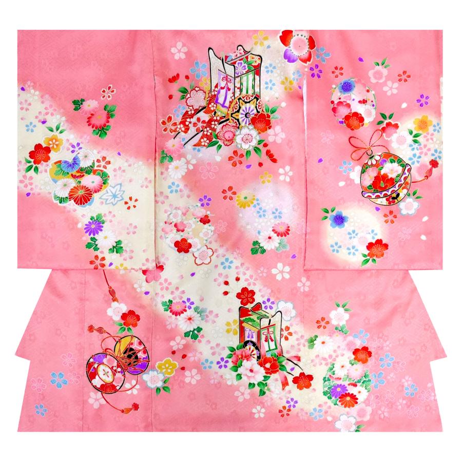 NISHIORI 女児 女の子 産着 レンタル商品 お宮参り 着物 帽子 よだれかけ セット 貸衣装 和服 祝い着 初着 鮮やか ピンク 古典 No65 : 和装通販 西織 - 通販 ...