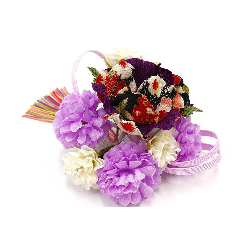 髪飾り 成人式 花 振袖 浴衣 夏祭り 花火大会 七五三 袴 2点セット 紫色 房つき 水引 かんざ髪型 ヘアスタイル ヘアアレンジ ドライ ...