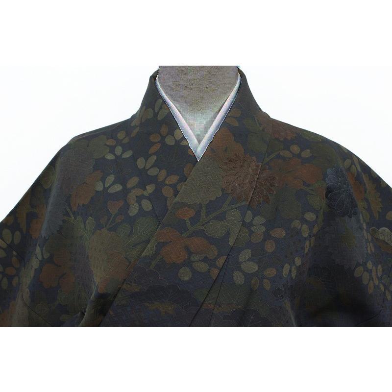 青褐色地松菊模様正絹訪問着 和装 着物 w619 : w619 : 着物ちどり - 通販 - Yahoo!ショッピング