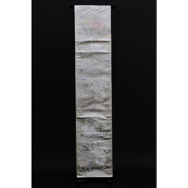 袋帯 リサイクル 中古 唐織 銀糸 銀 シルバー 白 薄ピンク 薄紫 菊 組紐 引き箔 結婚式 礼装用 フォーマル 和装 着物 y1073 ...