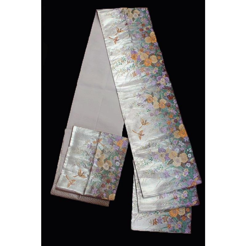 銀地 桔梗 萩 鳥 模様 正絹 金糸 六通 袋帯 和装 着物 y475 : 着物ちどり - 通販 - Yahoo!ショッピング