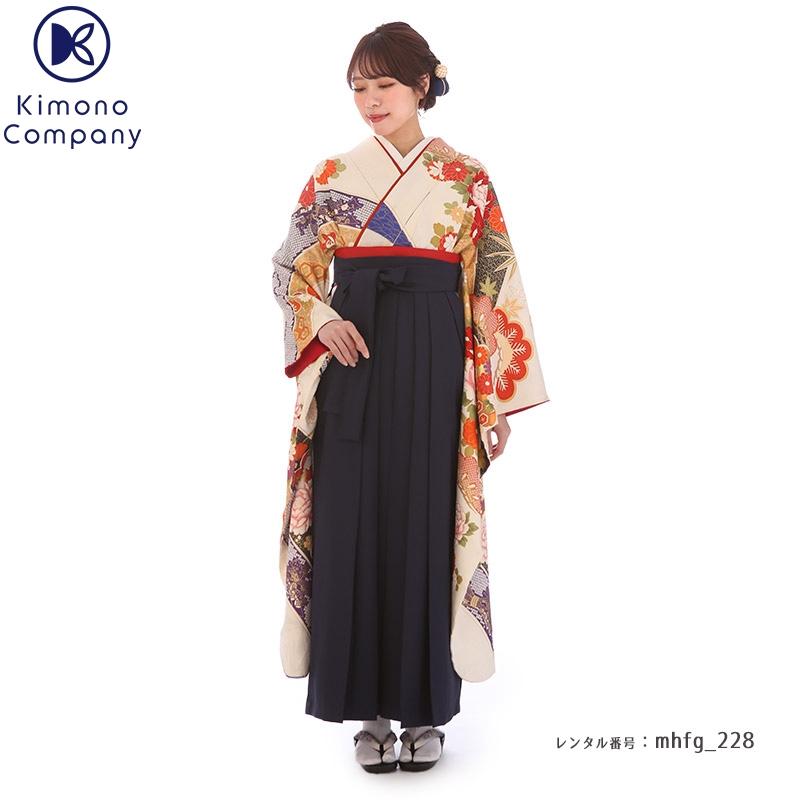卒業式 袴 振袖 レンタル 大学生 専門学校 女子 セット モダン レトロ mhfg_228 ホワイト 濃紺 : mhfg-228 : きものカンパニー Yahoo!店 - 通販 ...