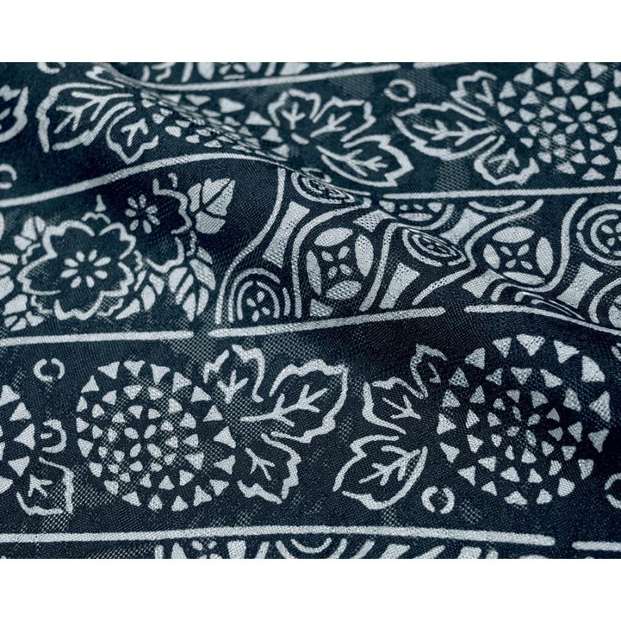 名古屋帯 絽 伊勢型染 正絹 紋寄せ縞 唐草 紺 水色 伝統文様 名古屋帯 絽 伊勢型染 正絹 紋寄せ縞 唐草 紺 水色 伝統文様