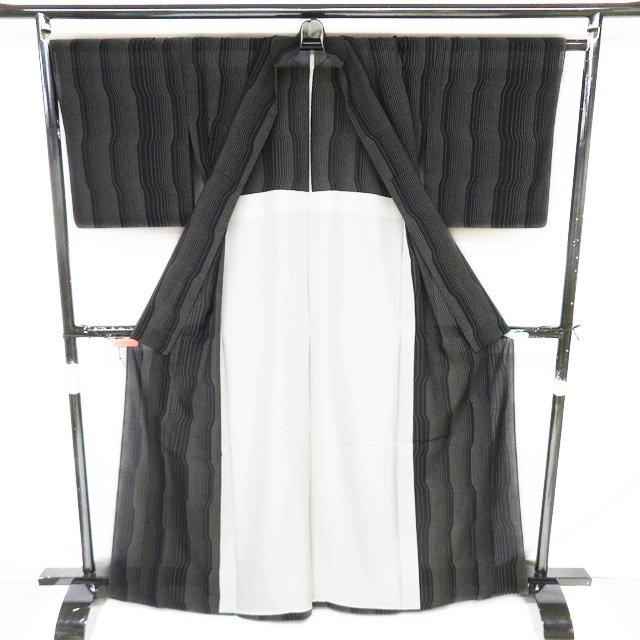 夏物 大島紬 夏大島 着物 中古 正絹 カジュアル ラベル付き 黒色 身丈166.5cm 裄67.5cm L トール きもの北條 A1163-15 : 着物 中古 リサイクル 帯の きもの北條 ...