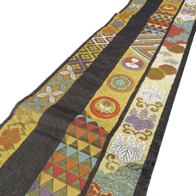 袋帯 中古 リサイクル 正絹 フォーマル 仕立て上がり 六通 縦段模様 有職文様 箔糸 黒色 多色 金 きもの北條 A1206-15 : 着物 中古 リサイクル 帯の きもの北條 - 通販 ...