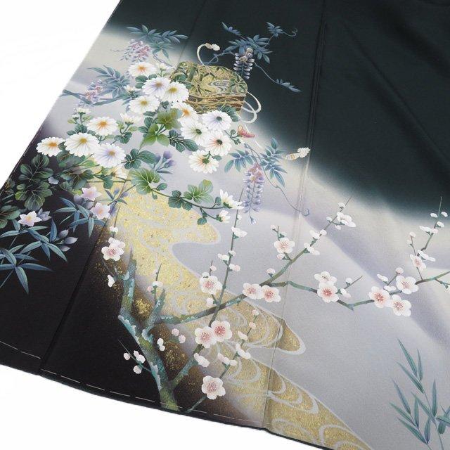 ★きもの北條★ 螺鈿 流水に花の図 楽器 気品漂う淑やかな一条 深緑色 着物 訪問着 A807-1 M 【未使用】 : a807-1 : 着物 中古 リサイクル 帯の きもの北條 - 通販 ...