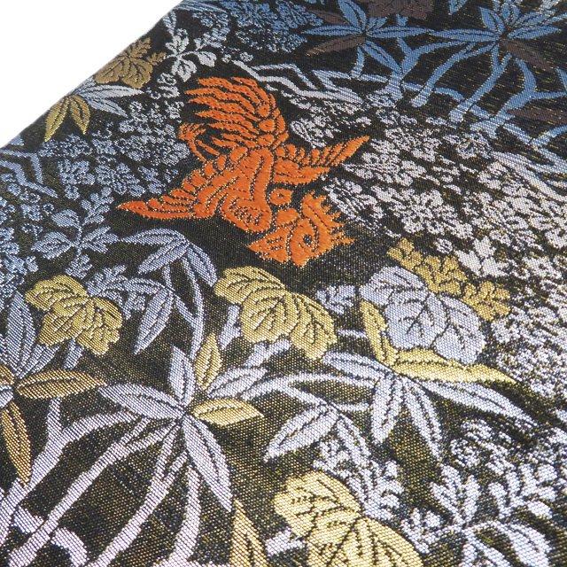 袋帯 未使用 正絹 フォーマル 両面全通 リバーシブル 桐竹鳳凰文 黄櫨染 葡萄唐草文 麹塵 黒色 金銀 きもの北條 A906-13 : a906-13 : 着物 中古 リサイクル 帯の ...