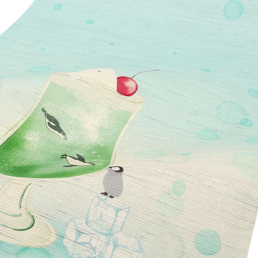 Kisste 京袋帯 夏 帯 麻 薄緑 クリームソーダ 召しませ花 Kisste 京袋帯 夏 帯 麻 薄緑 クリームソーダ 召しませ花