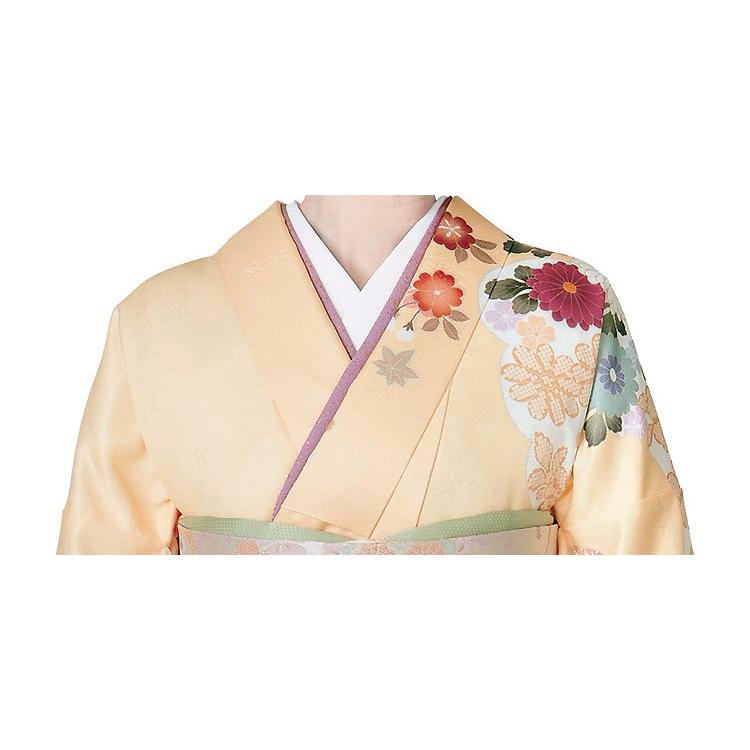 H.L 訪問着 単品 薄オレンジ地 雲取り吉祥花柄 フリー サイズ H.L 訪問着 単品 薄オレンジ地 雲取り吉祥花柄 フリー サイズ