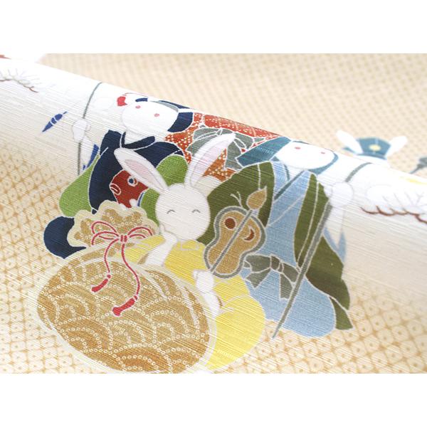名古屋帯 正絹 新品 仕立て上がり カジュアル ベージュ 七福神 名古屋帯 正絹 新品 仕立て上がり カジュアル ベージュ 七福神