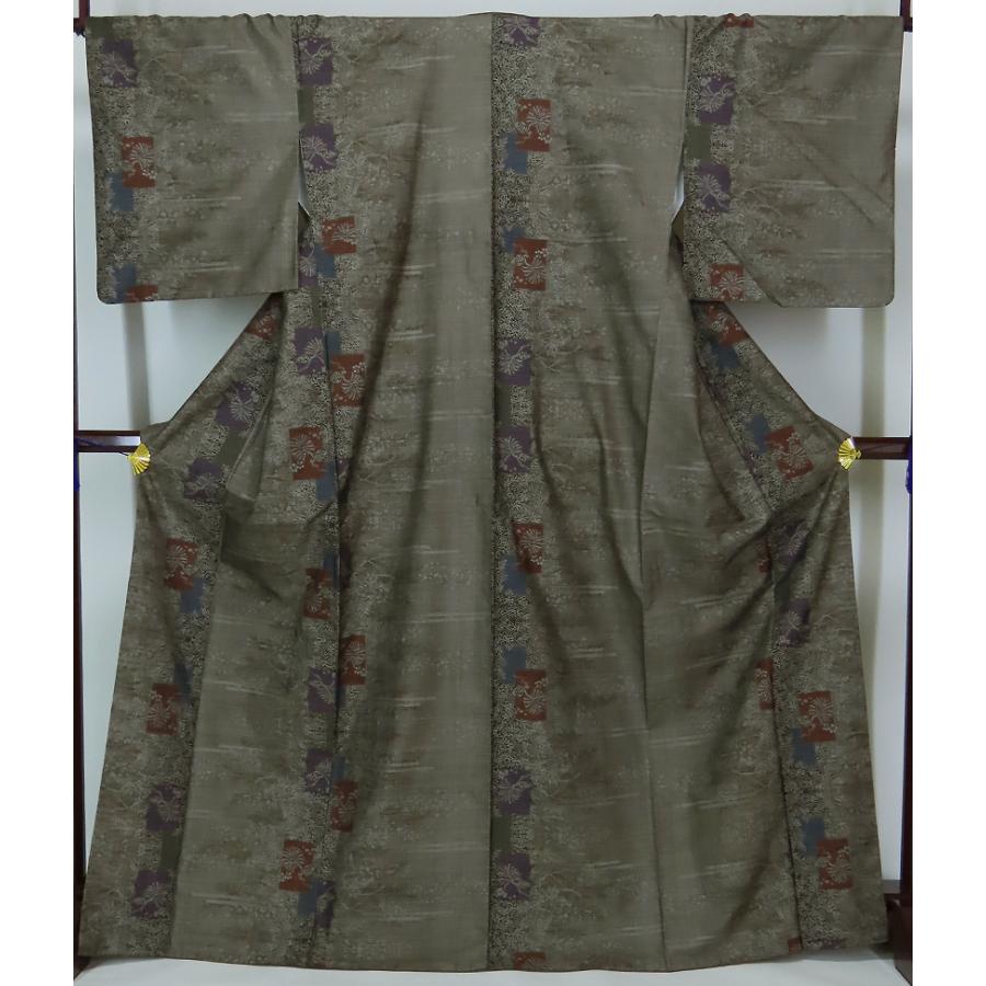 本場泥大島紬 9マルキ 都喜ヱ門 藤絹織物 茶色 身丈165cm 裄68.5cm【中古】美品 証紙あり k3801616-3168trym ...