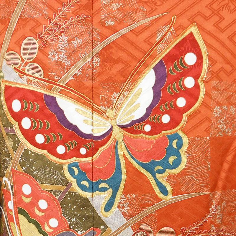 レンタル 振袖 18点セット 振袖レンタル フルセット f089-p 往復送料無料 振袖 Sサイズ レンタル 振袖 正絹 赤 萩 蝶 振袖 レディース レンタル着物 … :f089-p:かし ...