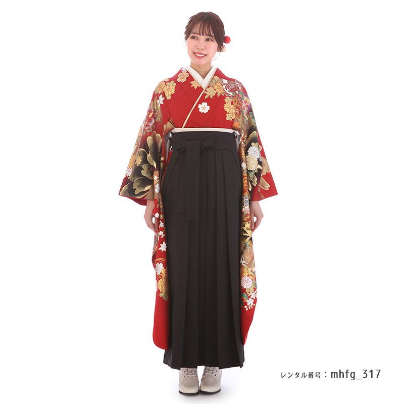 YUMI KATSURA 卒業式 振袖 袴 レンタル 桂由美 大学生 短大 専門学校 女子 セット モダン レトロ mhfg_317 レッド 黒 : 着物レンタルマイセレクトヤフー店 - 通販 ...