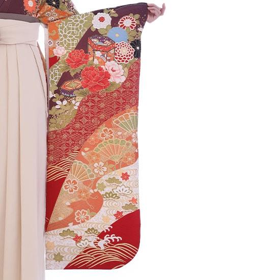 卒業式 振袖 袴 レンタル 桂由美 大学生 短大 専門学校 卒業式 女子 セット モダン レトロ mhfg_324 レッド ベージュ : mhfg-324 : 着物レンタルマイセレクトヤフー店 ...