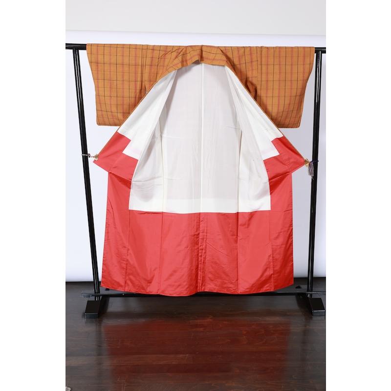 ゼンマイ紬 手紡ぎ 茶 黒 赤 格子 A462 : キモノリザーブEC - 通販 - Yahoo!ショッピング