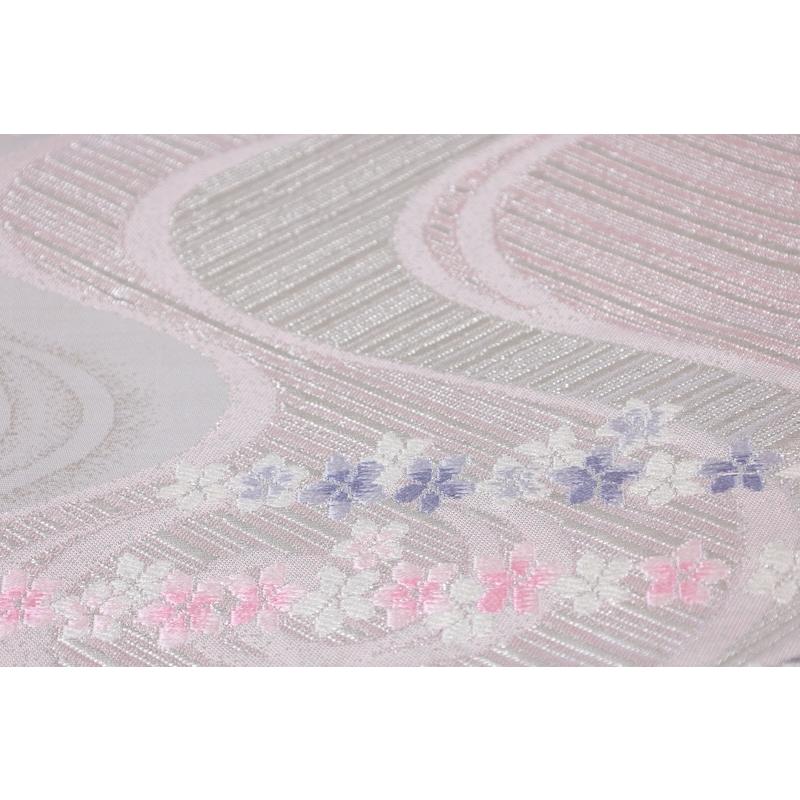 平和屋着物＊夏物 六通柄袋帯 枝葉文 銀糸 正絹 逸品 DAAX5593cm