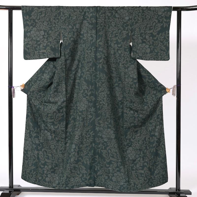 着物 本場結城紬 グリーン 黄 80亀甲 花 /B84 : b84 : キモノリザーブEC - 通販 - Yahoo!ショッピング