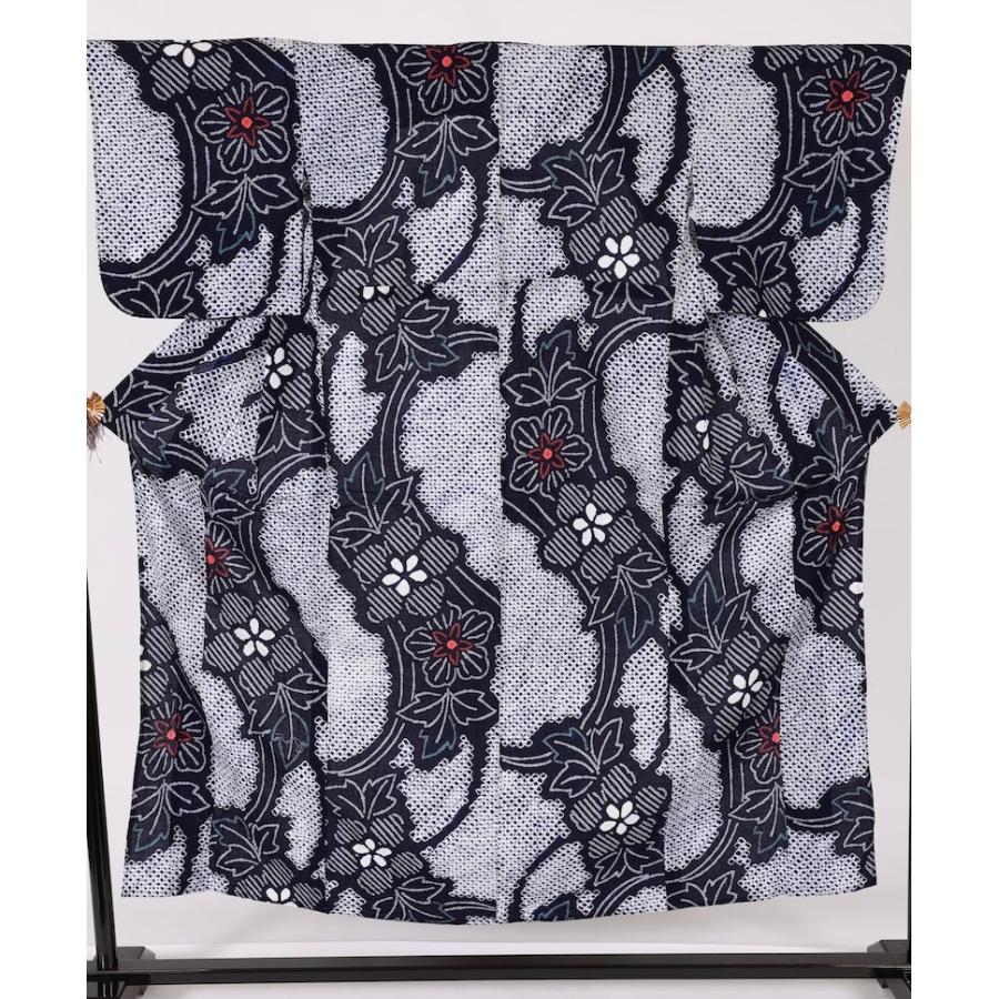 浴衣 有松絞り 藍 ライトグリーン 珊瑚朱 白 花 帽子絞り 疋田絞り T481 : キモノリザーブEC - 通販 - Yahoo!ショッピング