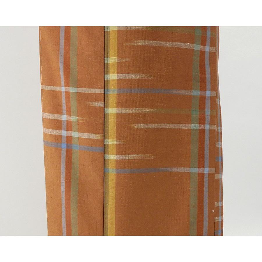 紬 新品仕立済 正絹 幾何縞模様 絵羽紬 身丈165cm 裄丈68cm 新品