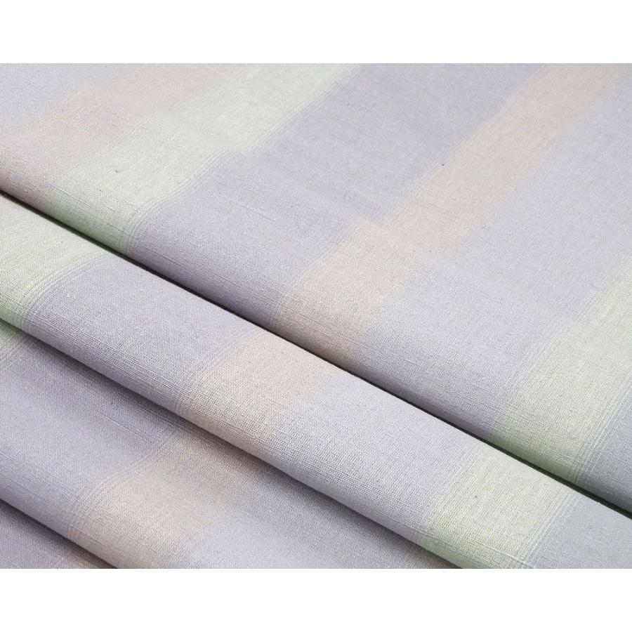 紬 新品 正絹 米沢 雪国紬 白倉 渡源織物謹製 縦縞模様 反物 未仕立