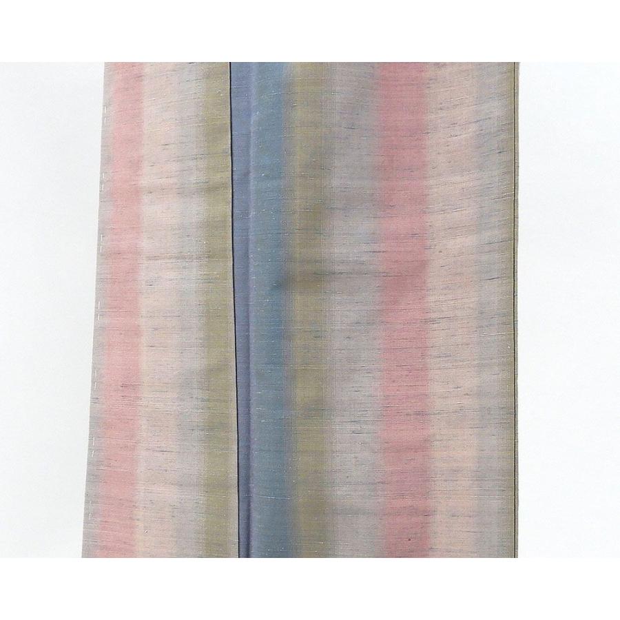 紬 未着用美品 正絹 縦縞ぼかし模様 身丈164cm 裄丈63.5cm 未使用 新古