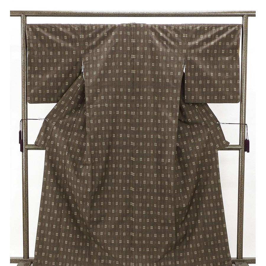 紬 未着用美品 正絹 縦縞井桁模様 身丈163.5cm 裄丈66.5cm 紬 未使用 新古品 着物 カジュアル d4034 : d4034 ...