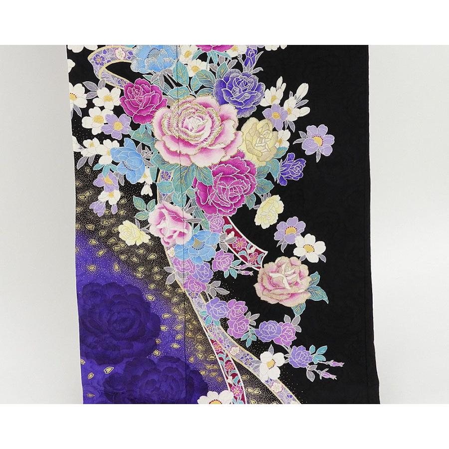 振袖 正絹 薔薇熨斗目模様 身丈168cm 裄丈70cm 美品 リサイクル 中古