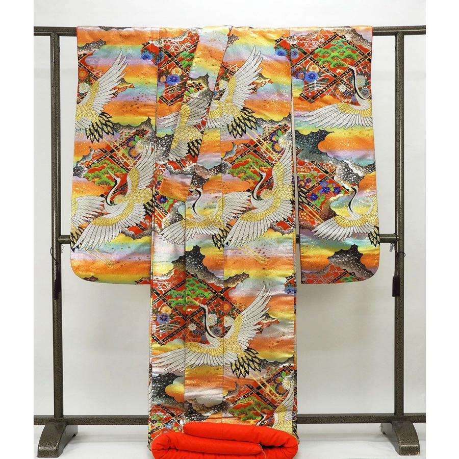 色打掛 正絹 雲取舞鶴四季花模様 打掛 花嫁衣裳 婚礼 リサイクル 中古 ブライダル ウエディング 着物 e3130 :e3130:きもの翔鶴 - 通販 - Yahoo!ショッピング