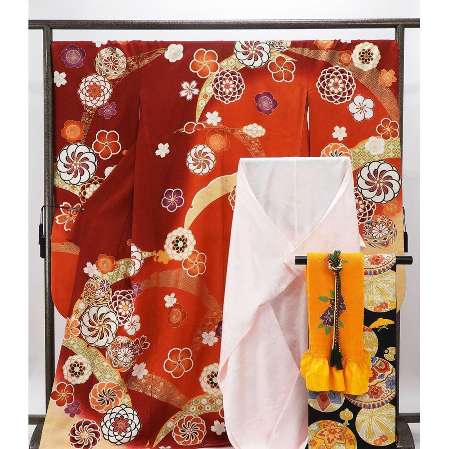 振袖 正絹 吉祥四季花模様 5点セット 身丈170.5cm 裄丈70.5cm 袋帯 長襦袢 帯締め 帯揚げ 振袖5点セット リサイクル 中古 着物 e4080 : きもの翔鶴 - 通販 ...