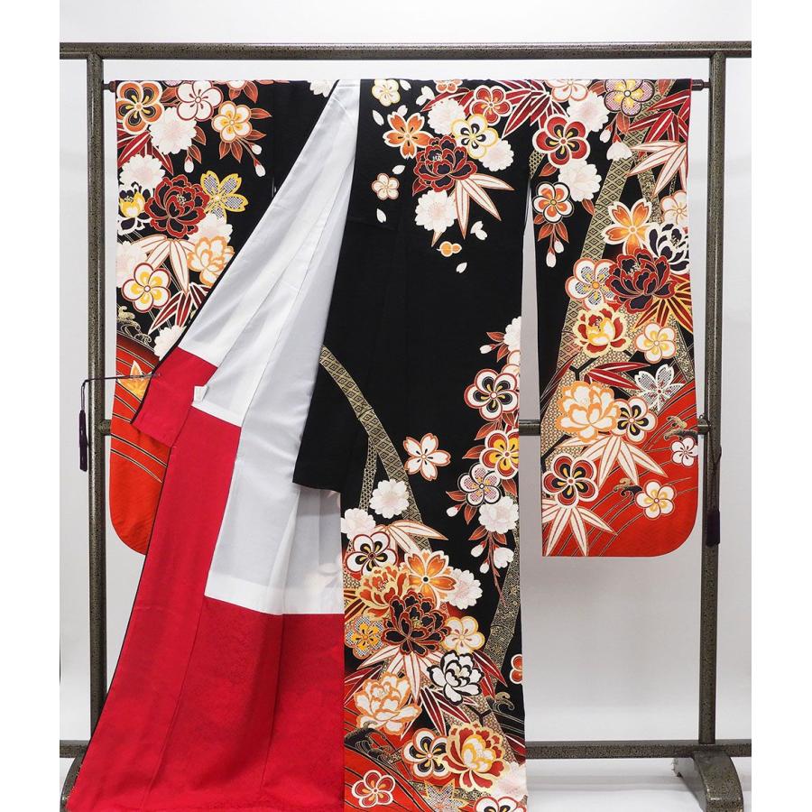 振袖 正絹 吉祥四季花模様 5点セット 身丈174.5cm 裄丈71cm 袋帯 長襦袢 帯締め 帯揚げ 振袖5点セット リサイクル 中古 着物 e4082 : きもの翔鶴 - 通販 ...