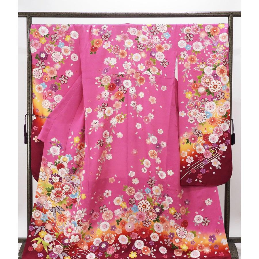 振袖 正絹 流水四季花模様 5点セット 身丈170cm 裄丈72.5cm 袋帯