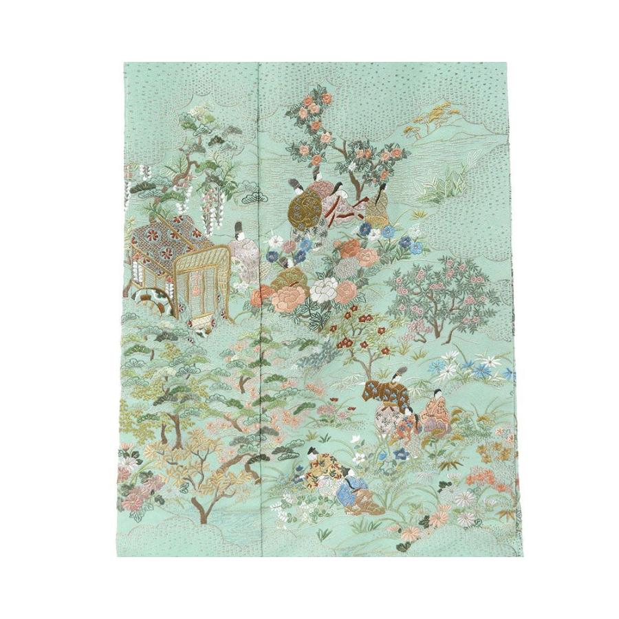 色留袖 未使用 正絹 彩椿貴 四季花 時代 風景 刺繍 身丈168cm 裄丈68.5