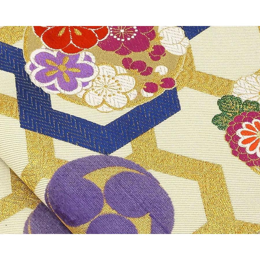袋帯 四季花亀甲巴模様 振袖用 リサイクル 中古 フォーマル 礼装用