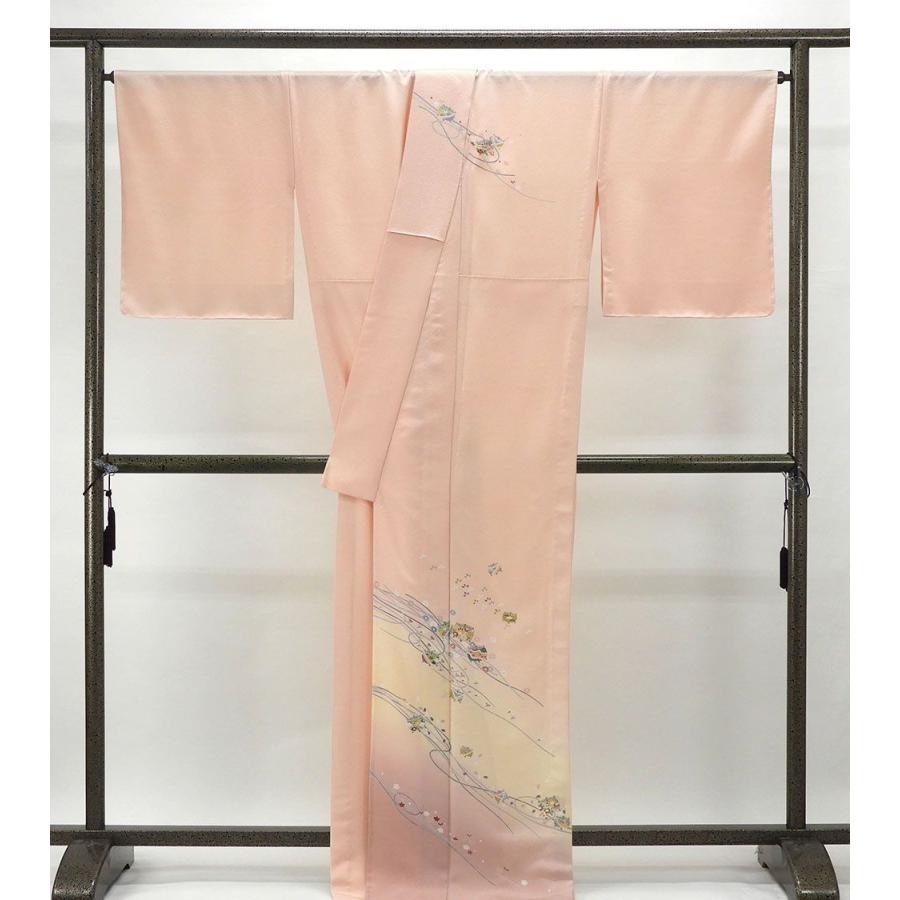 単衣 訪問着 新品仕立済 正絹 四季花糸巻模様 身丈166cm 裄丈68cm 新品